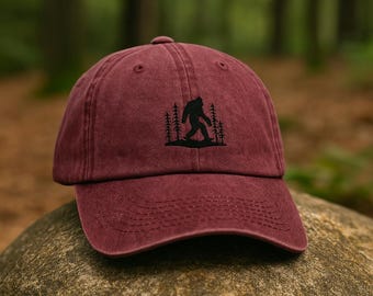 Fun Bigfoot Embroidered Vintage Style Cap - 100% Brushed Cotton - More ...