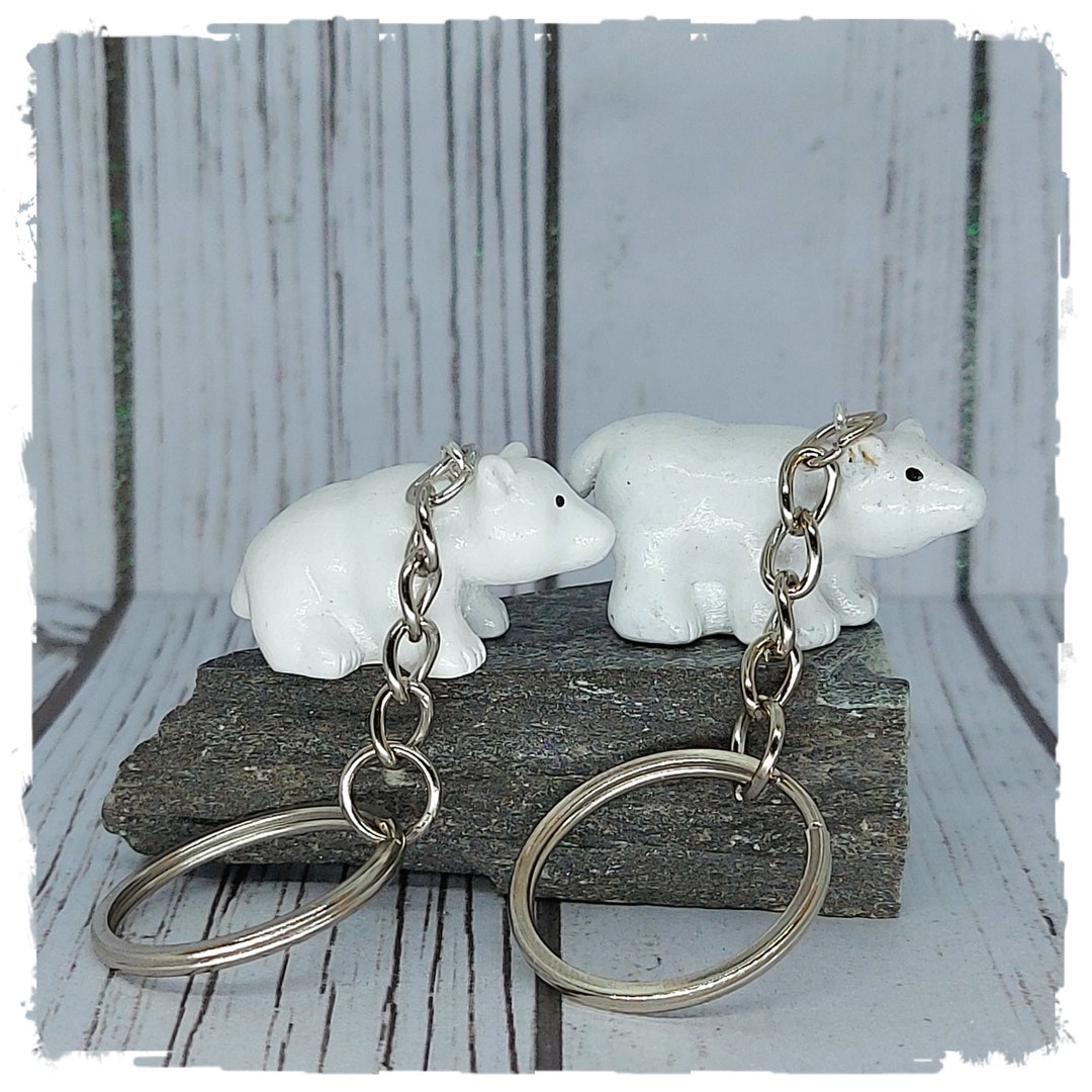Polar Bear Cub Resin Keychain 3 Options on a Display Card in a - Etsy