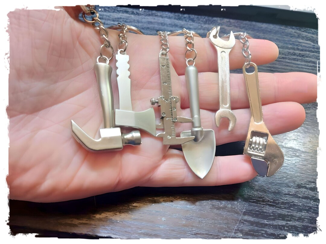 Tool Keychain Set: Stainless Steel Mini Hammer, Wrench, Axe Charms - Etsy
