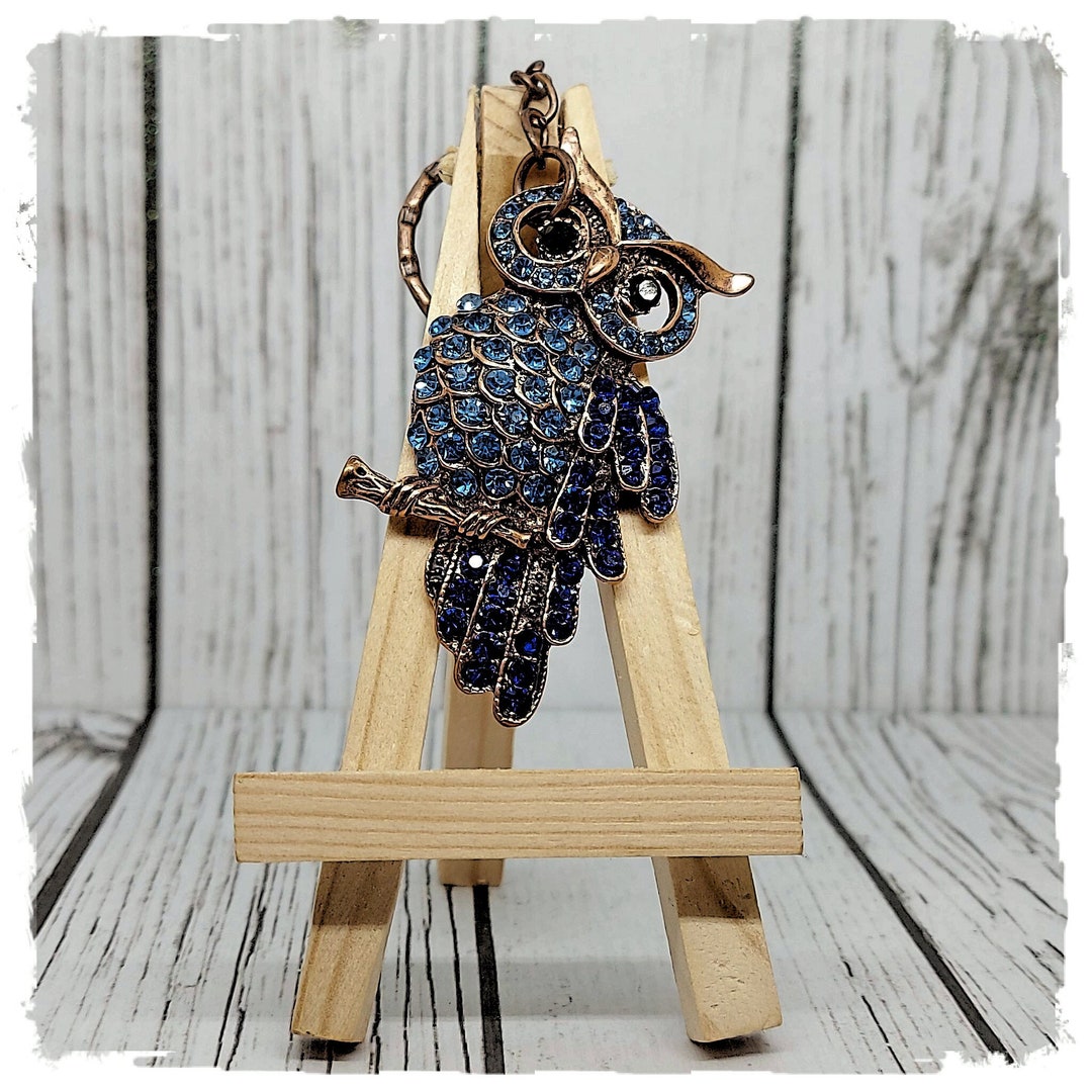 Jewel Encrusted Bronze Colour Owl Keychain on Card in a Sealed ...