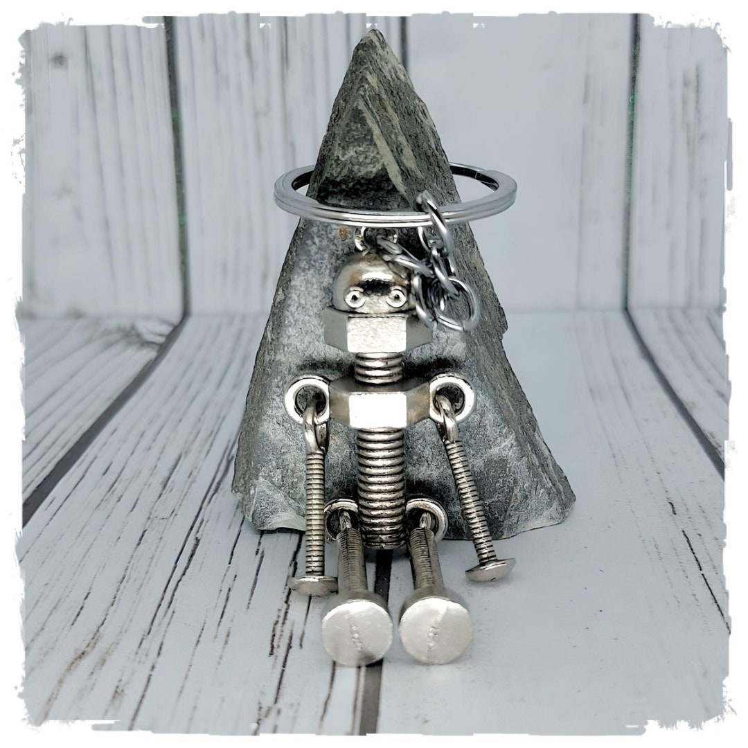 Nuts and Bolts Robot Keychain on a Backing Card in a Sealed Cellophane ...