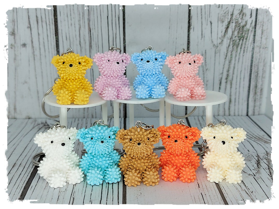 Teddy Bear Key Chain 10 Colors Yellow Purple Blue Pink White Turquoise ...