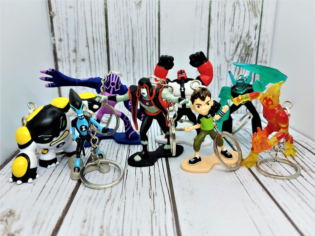 Ben10 Keychain Ben Blue Velociraptor Cannon Bolt Diamond Head Four Arms ...