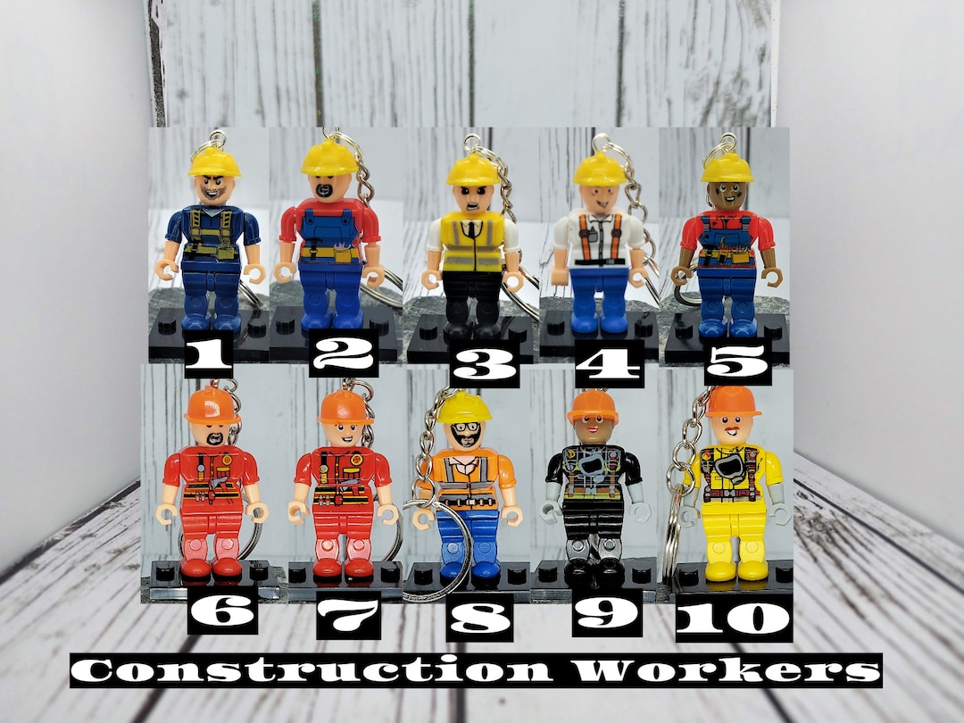 Construction Worker's Mini Figure Keychain and Display - Etsy