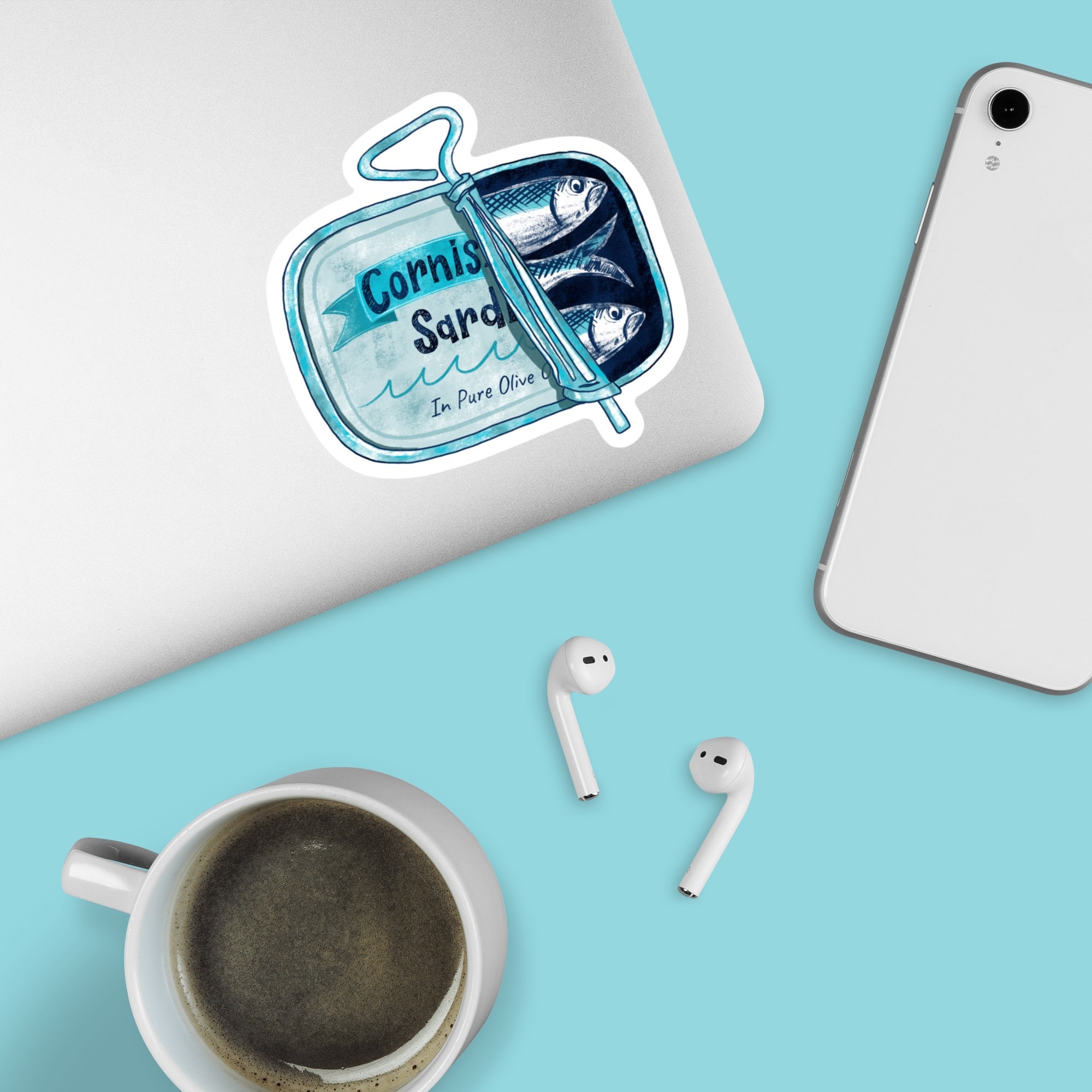 Cornish Sardines in a Tin Sticker, Vintage Cornish Sardines Glossy ...