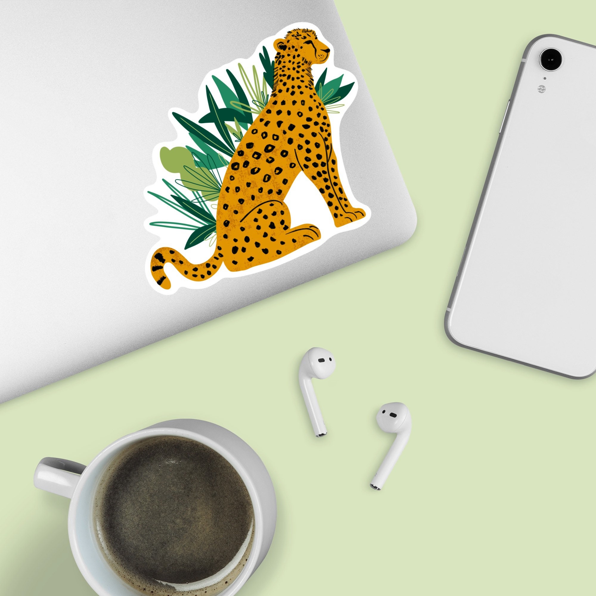 Leopard Sticker, Wild Animal Sticker, Glossy Sticker, Notebook Stickers ...