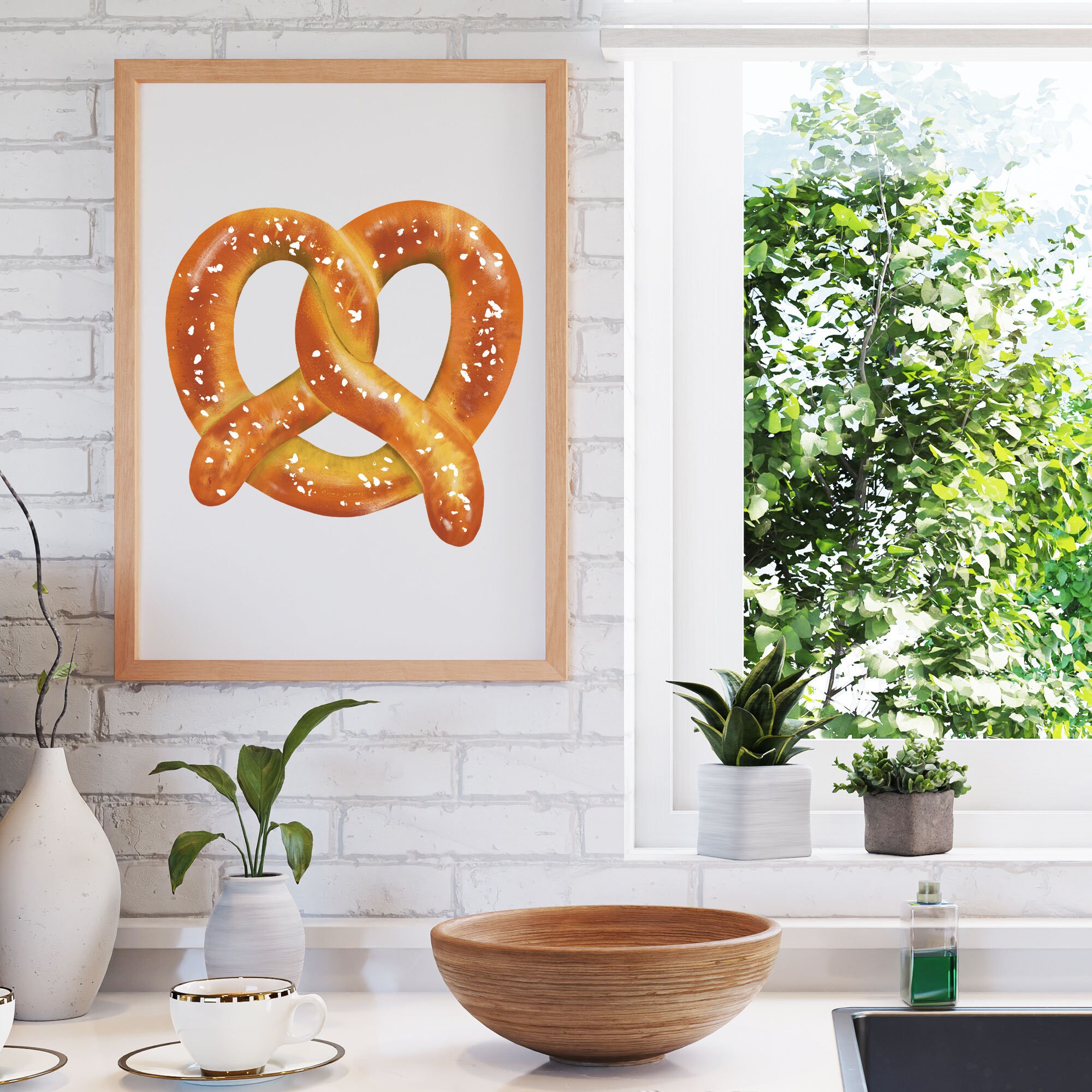 Pretzel Art Print, Pretzel Wall Art, Pretzels Food Print, Pretzel Day ...