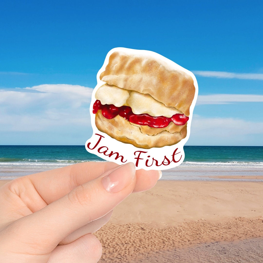 Jam First Sticker | Jam on First Scone Vinyl Sticker | Jam First ...