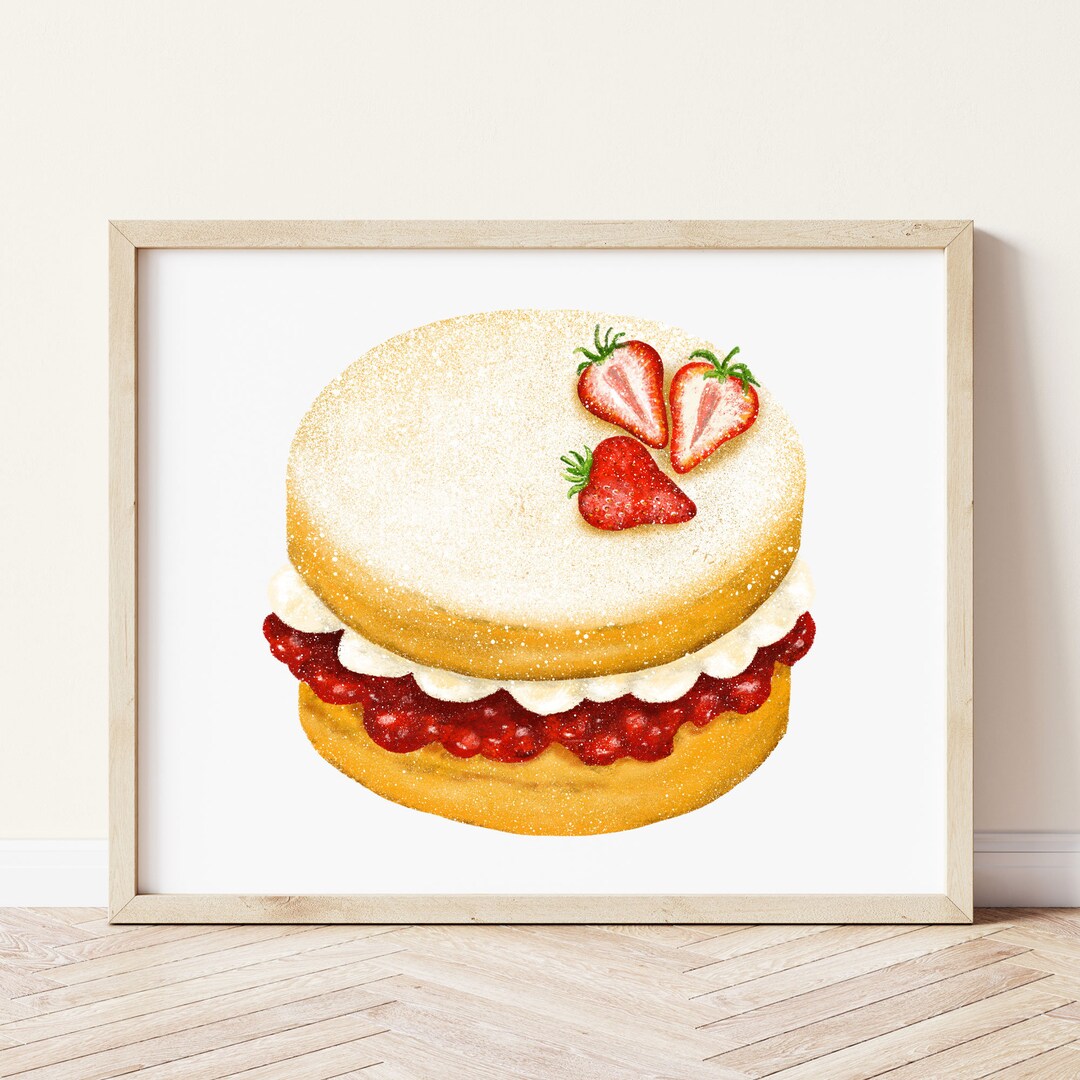 Cake Art Print | Victoria Sponge Cake Art Print | Unframed 4x6 A6 5x7 ...