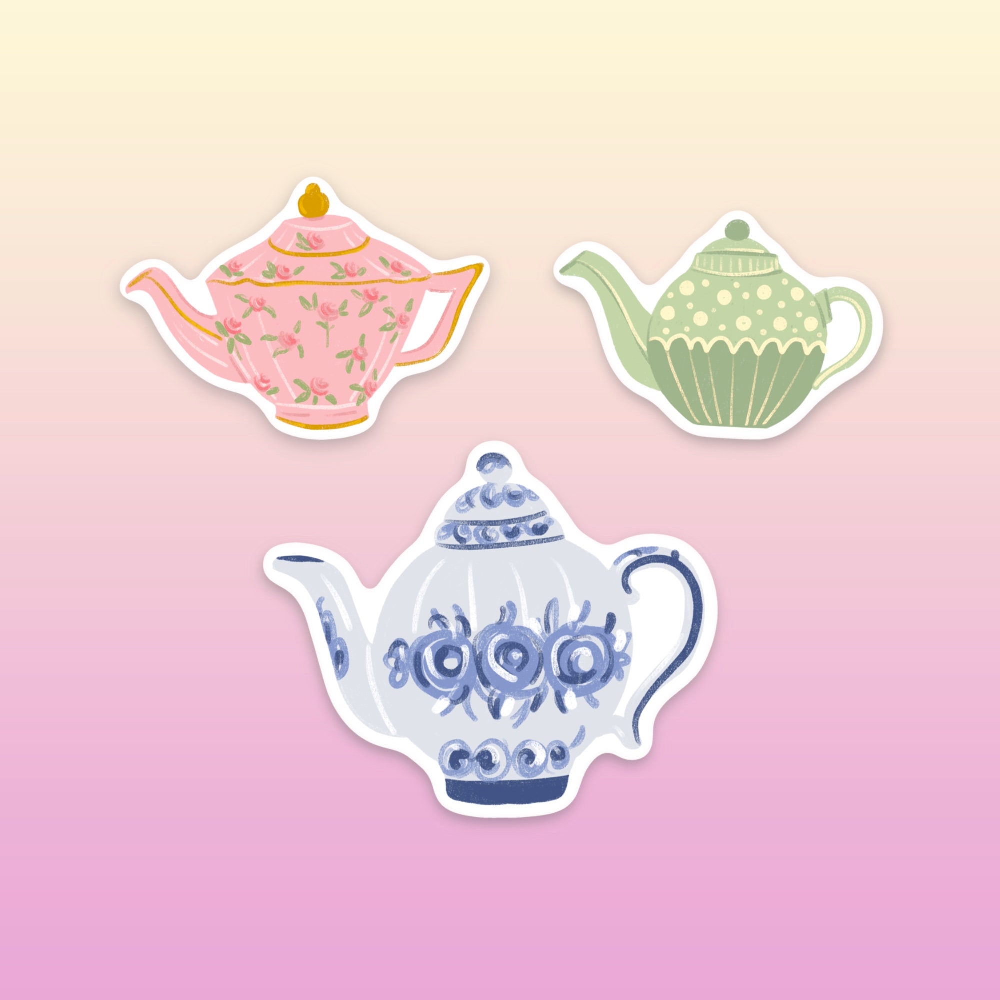 Vintage Teapots Sticker Pack, Teapot Stickers, Teapot Sticker Pack 1 ...