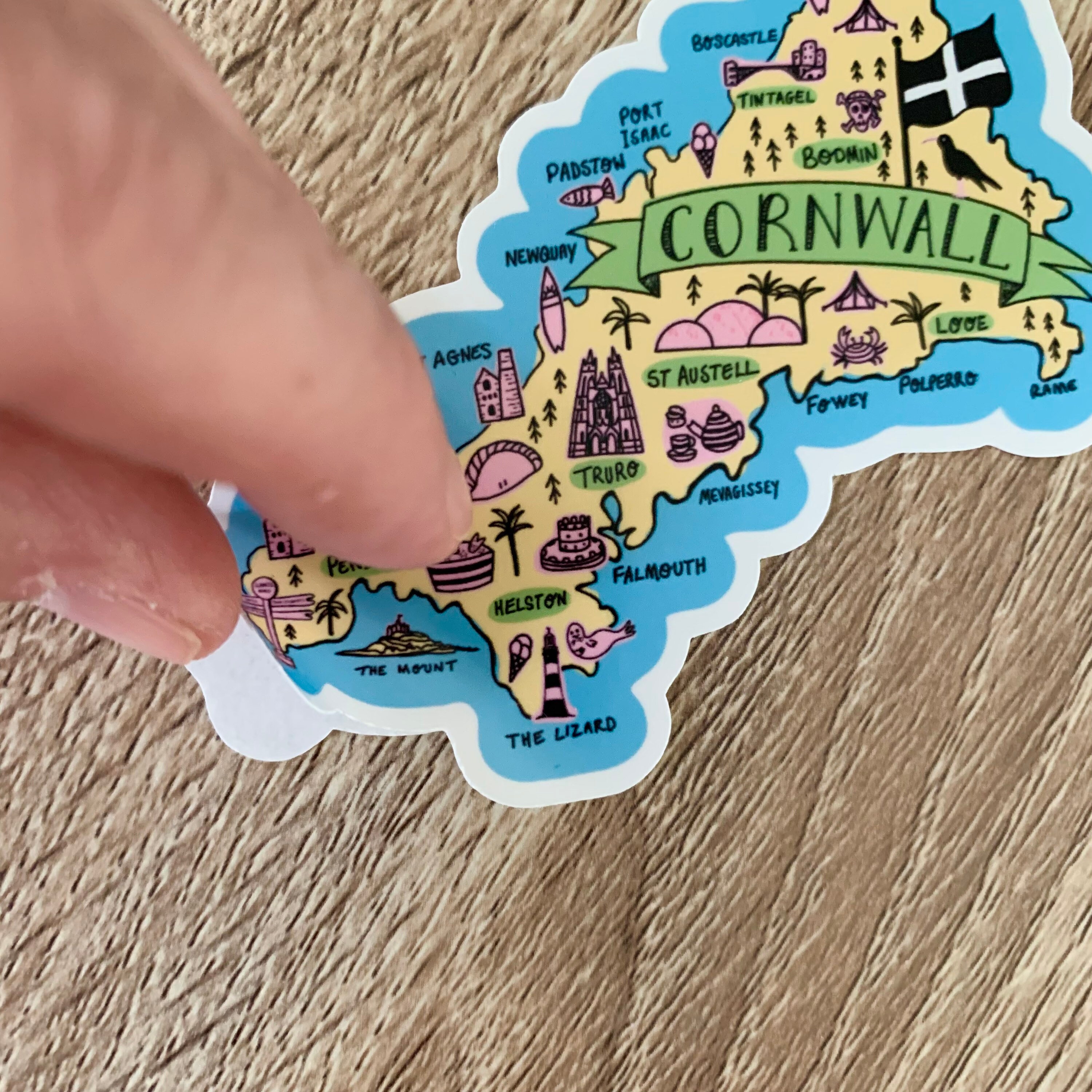 Cornwall Map Sticker | Cornwall Map Vinyl Sticker | Cornwall Stickers ...