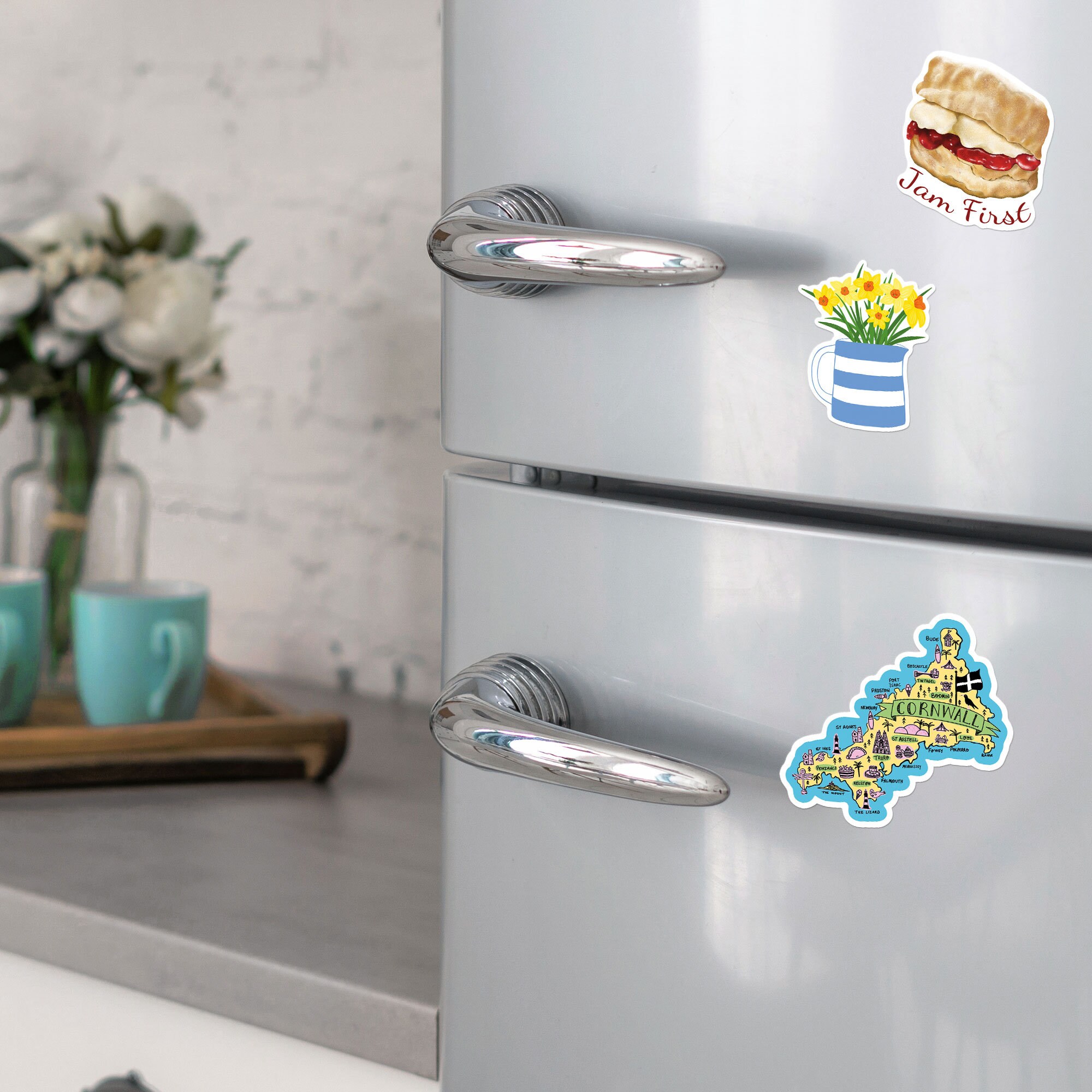 Daffodils in a Cornishware Jug Fridge Magnet Cornwall Magnet - Etsy