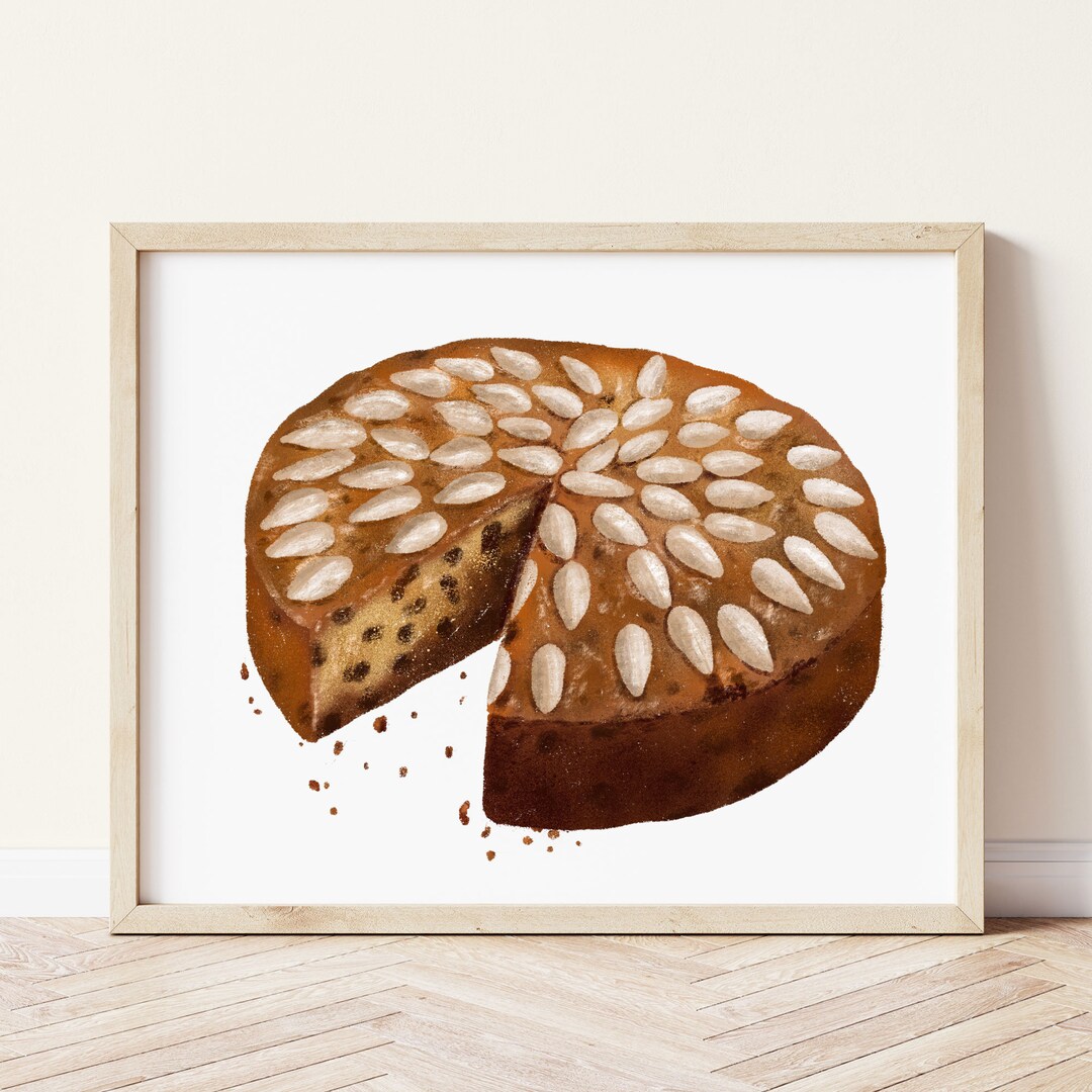 Dundee Cake Art Print, British Cakes Art Print, Cake Art Print - Cake ...
