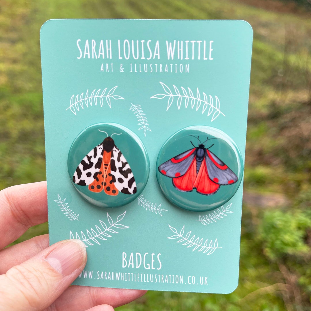 British Moths Button Badge Set of Two Nature Lovers Gift Ideas, Moths ...