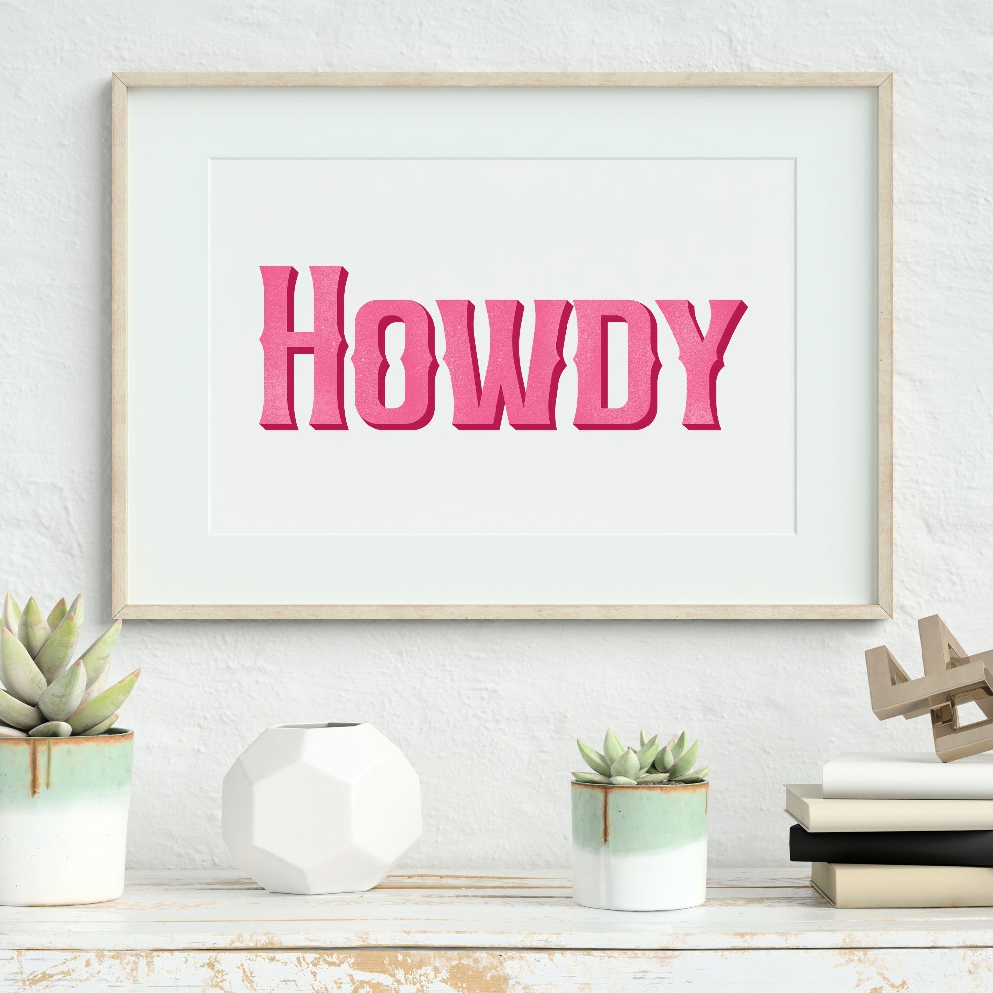 HOWDY Print HOWDY Poster Pink HOWDY Wall Art Western Home Decor Gallery ...