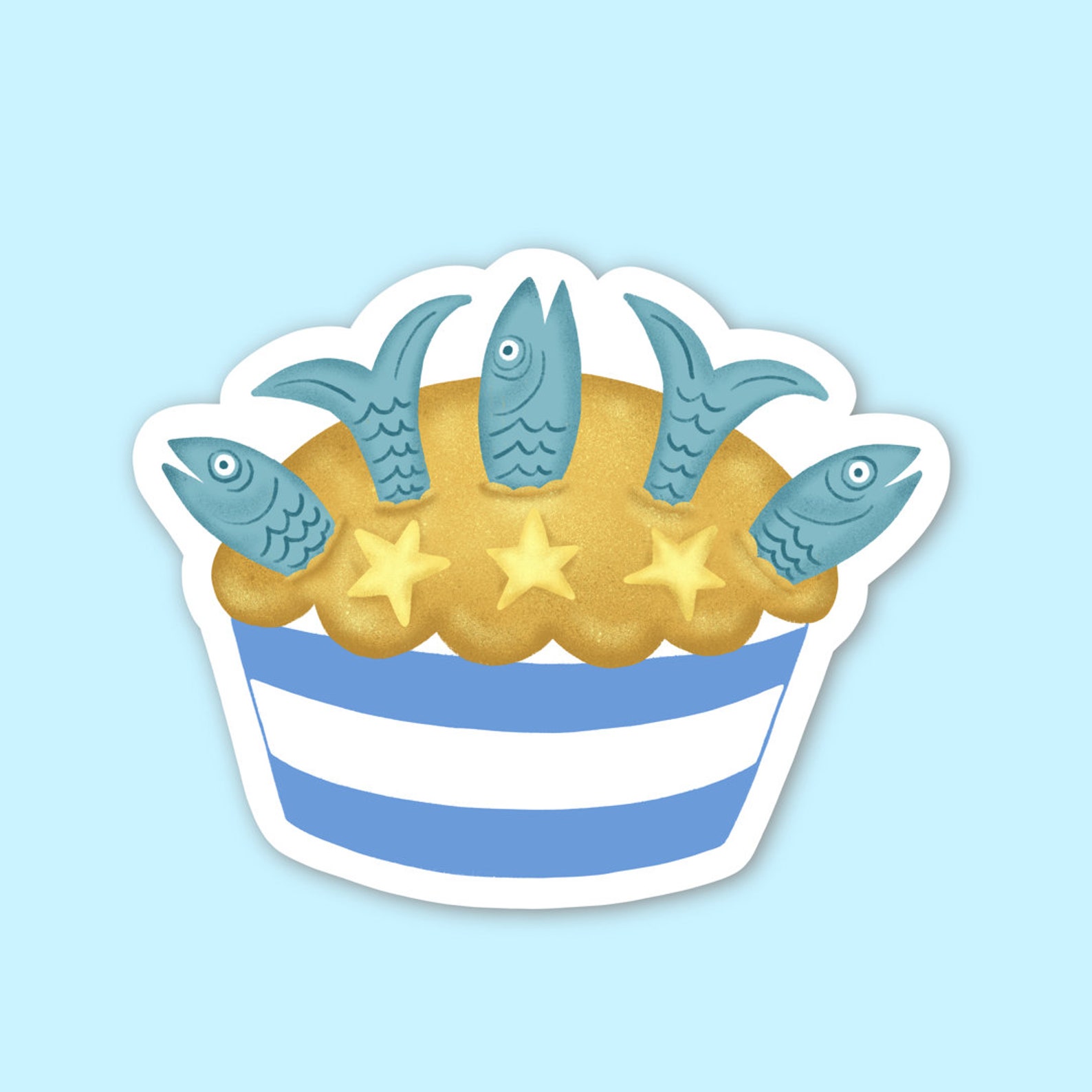 Cornish Stargazy Pie, Cornwall Sticker, Glossy Vinyl Die Cut Stickers ...