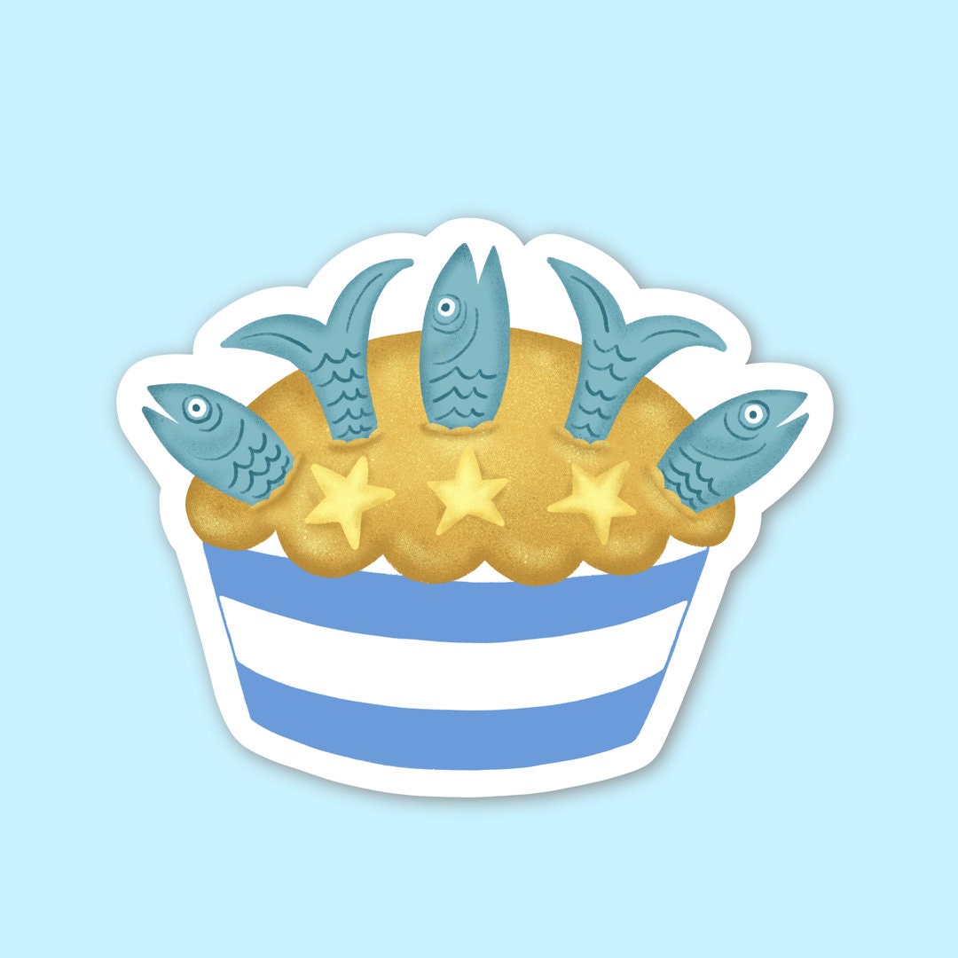 Cornish Stargazy Pie, Cornwall Sticker, Glossy Vinyl Die Cut Stickers ...