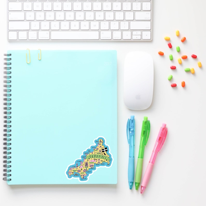 Cornwall Map Sticker | Cornwall Map Vinyl Sticker | Cornwall Stickers ...
