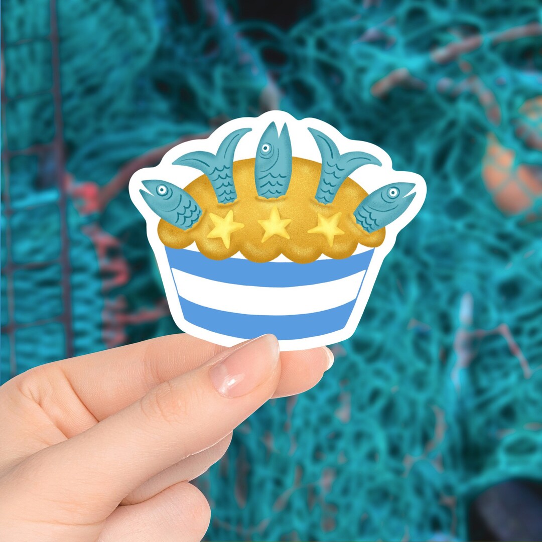 Cornish Stargazy Pie, Cornwall Sticker, Glossy Vinyl Die Cut Stickers ...