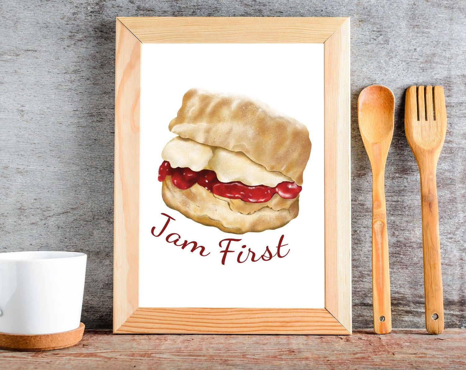 Jam First Art Print Jam on First Scone Cream Tea Art Print - Etsy UK