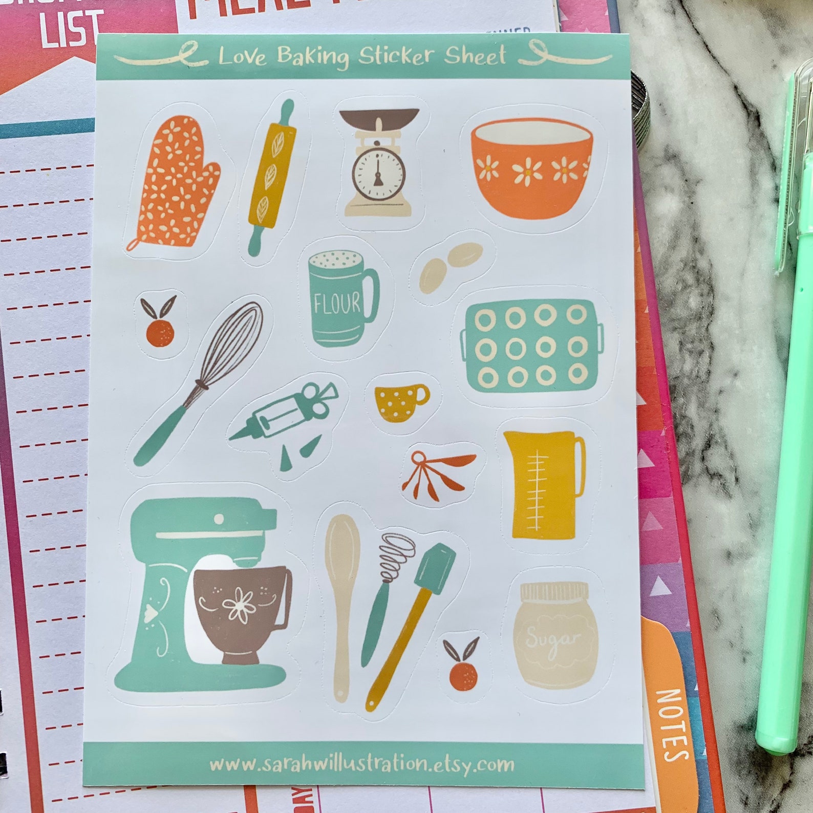 Baking Sticker Sheet Cake Stickers Recipe Book Stickers - Etsy