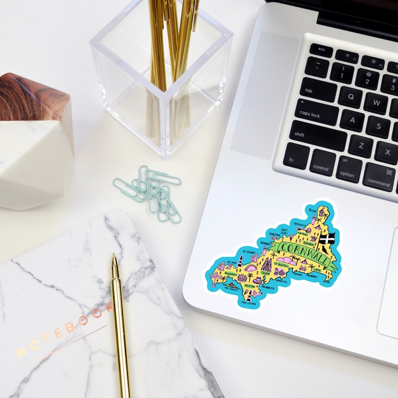 Cornwall Map Sticker | Cornwall Map Vinyl Sticker | Cornwall Stickers ...