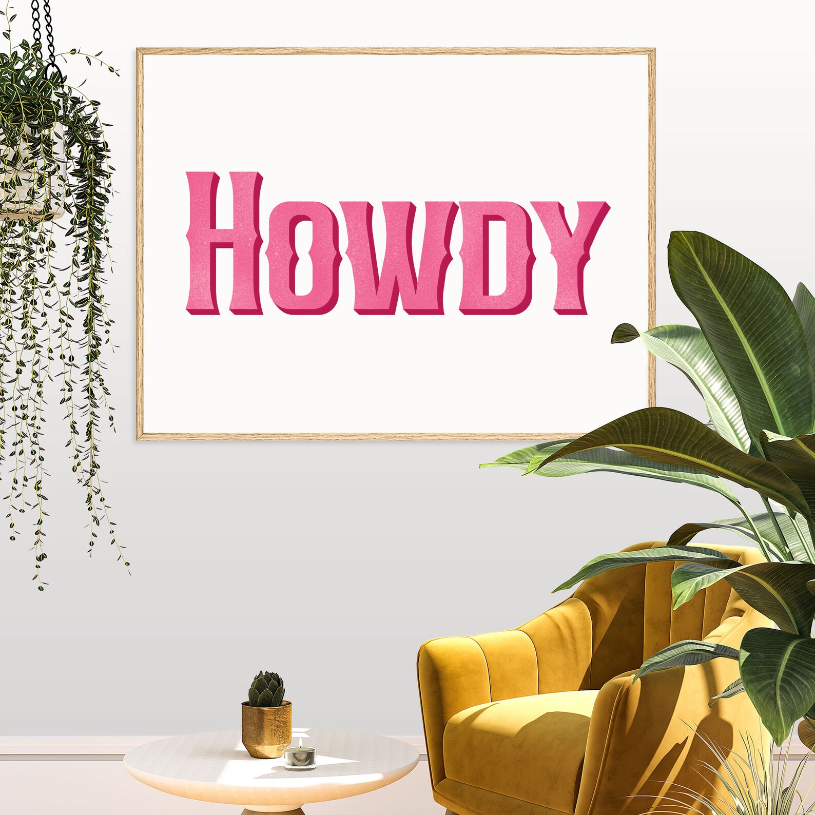 HOWDY Print HOWDY Poster Pink HOWDY Wall Art Western Home Decor Gallery ...