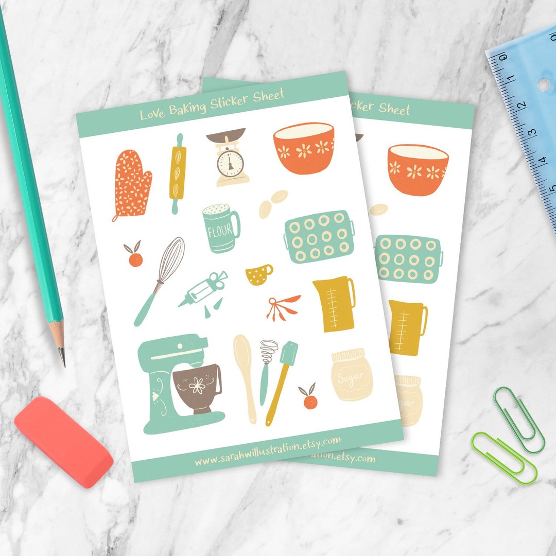 Baking Sticker Sheet - Cake Stickers - Recipe Book Stickers - Baking ...
