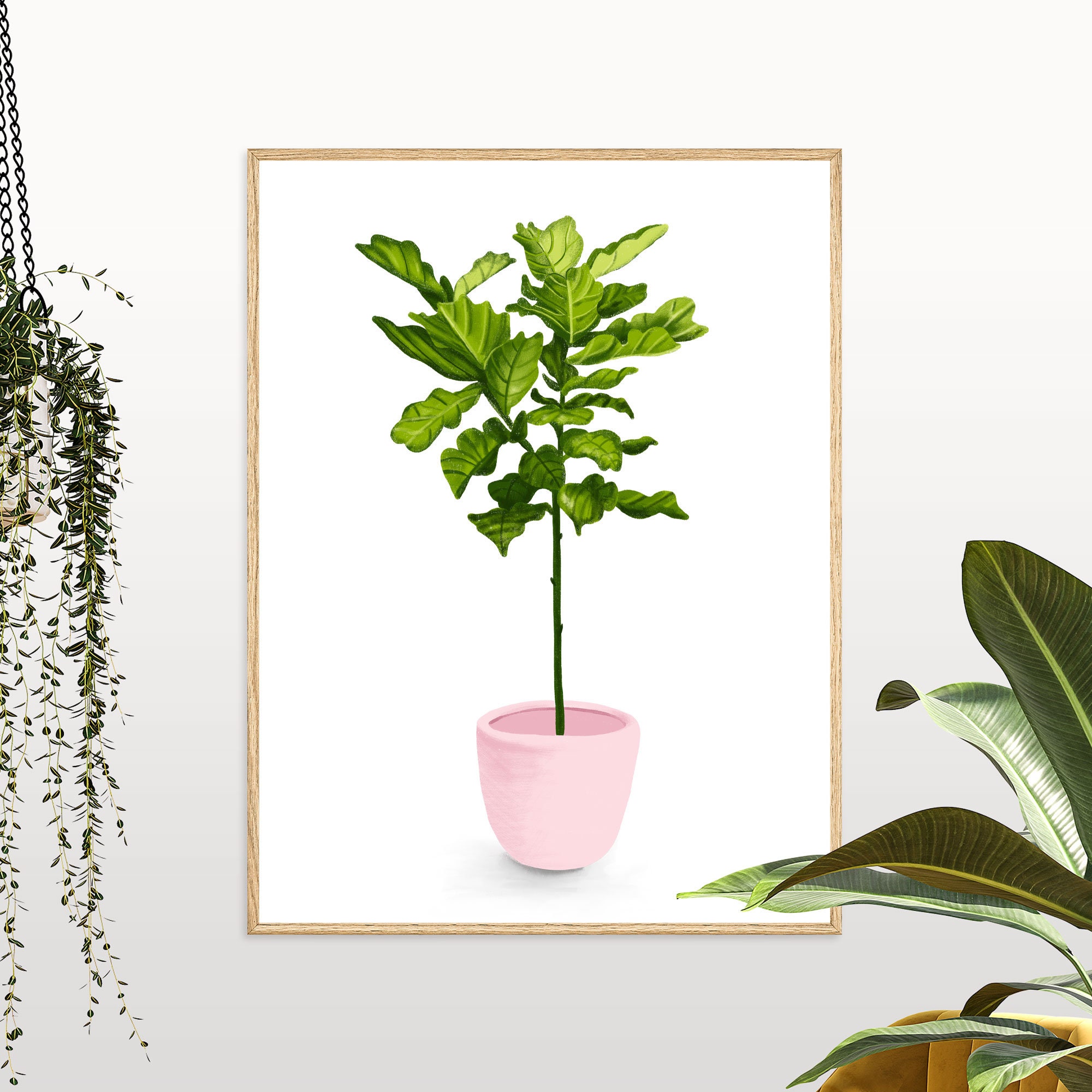 Fiddle Leaf Fig Tree Art Print, Houseplant Wall Art Home Decor for ...