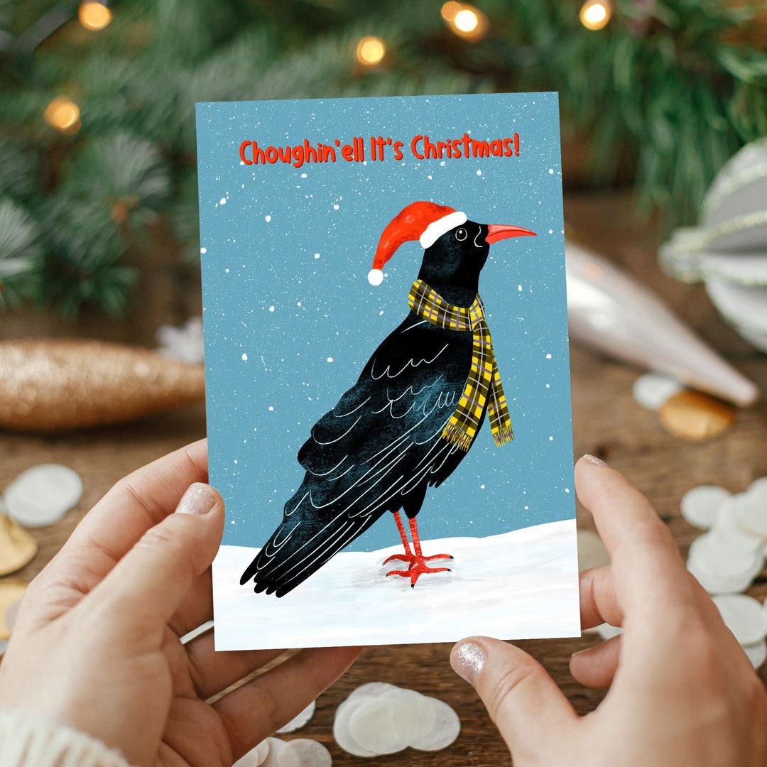 Cornish Chough Christmas Card | Holiday Cards | Handmade Blank Inside ...