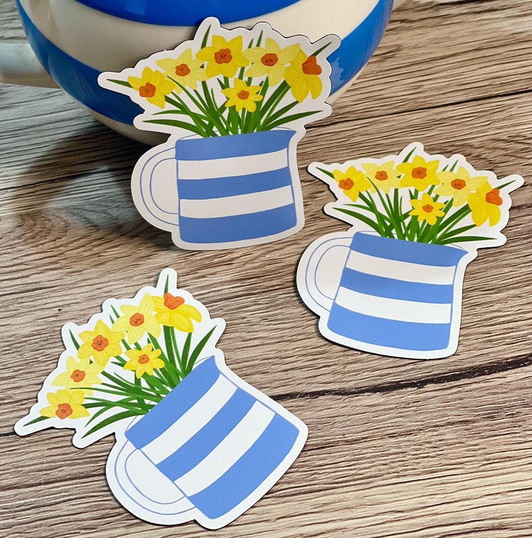 Daffodils in a Cornishware Jug Fridge Magnet | Cornwall Magnet ...