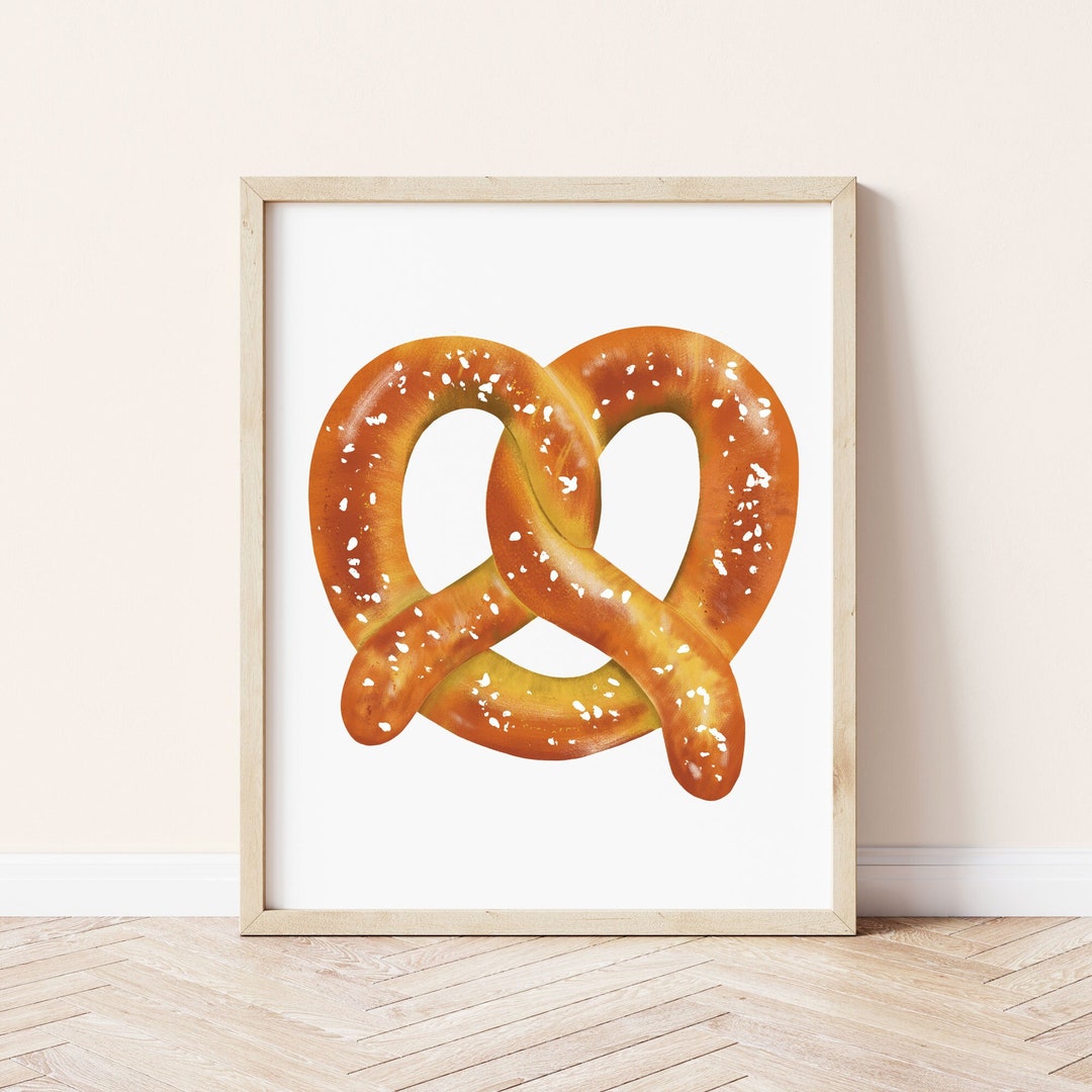 Pretzel Art Print, Pretzel Wall Art, Pretzels Food Print, Pretzel Day, Pretzel Print, Food Art ...