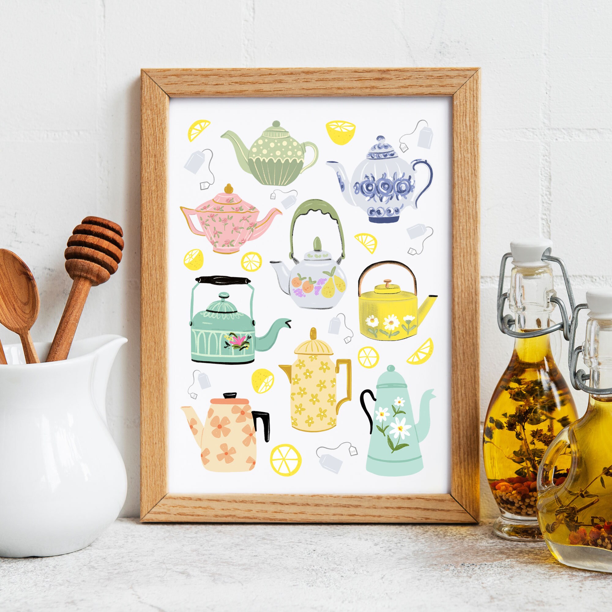 Vintage Teapots Art Print Teapots Tea Lover Gift Tea Print - Etsy