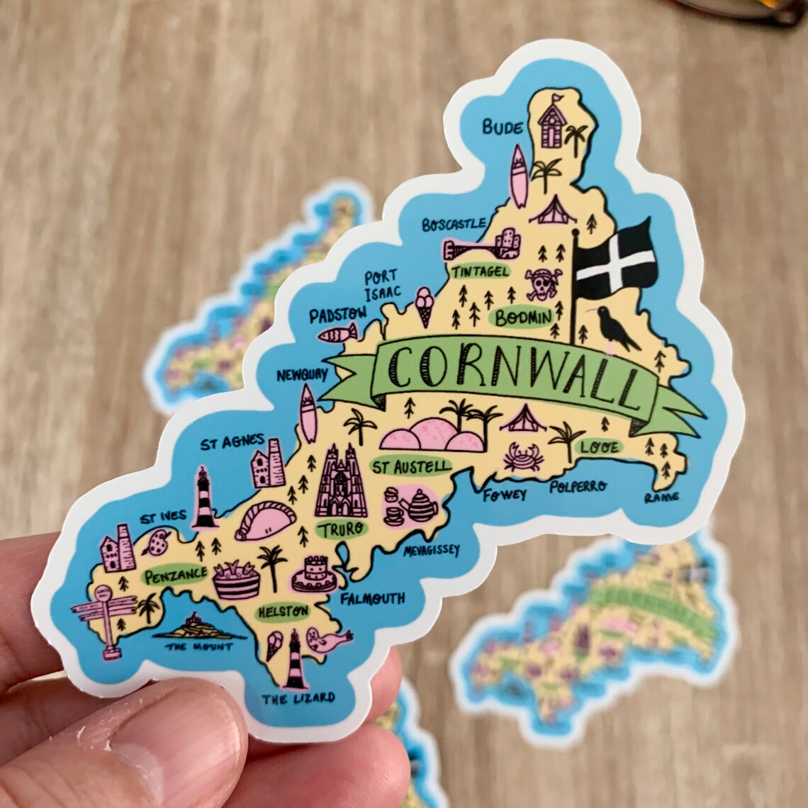 Cornwall Map Sticker Cornwall Map Vinyl Sticker Cornwall - Etsy UK