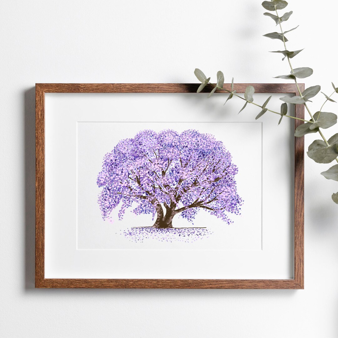 Jacaranda Tree Botanical Home Decor Art Print | Jacaranda Tree Print ...