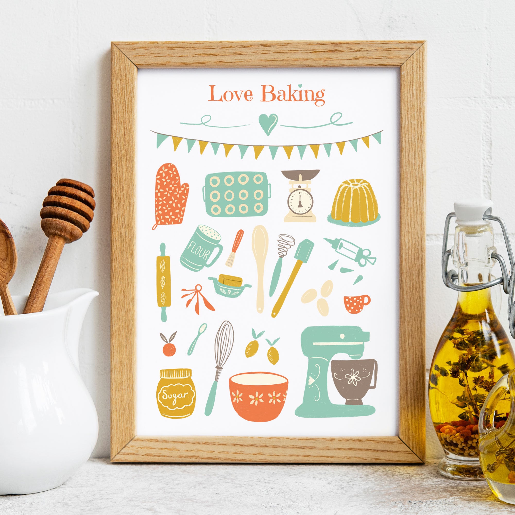 Baking Art Print | Baking Poster | Baking Gifts | Vintage Style Baking ...