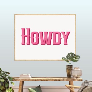 HOWDY Print | HOWDY Poster | Pink HOWDY Wall Art | Western Home Decor ...