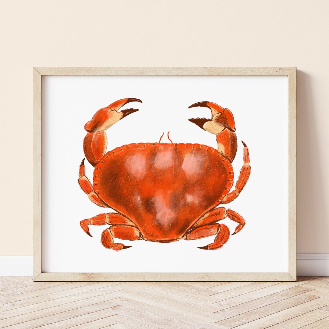 Red Crab Art Print | Coastal Wall Art | Home Decor Art Prints | Sea ...