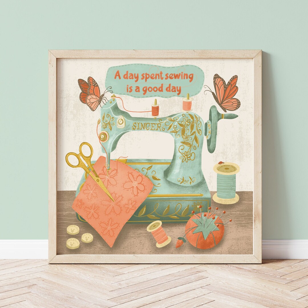 Vintage Singer Sewing Machine Art Print, Sewing Art Print, Vintage ...