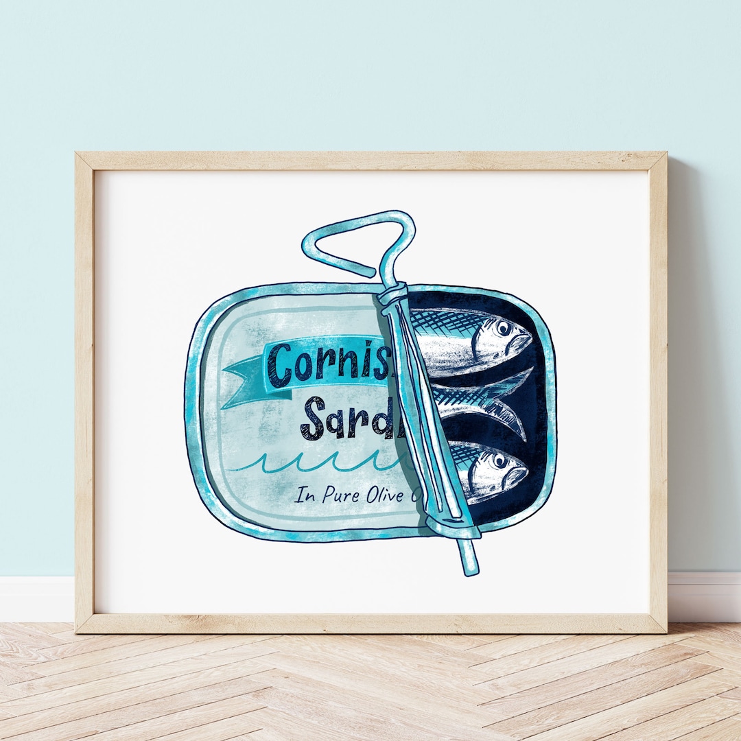 Cornish Sardines in a Tin Art Print | Cornwall Art Print | Gift ...