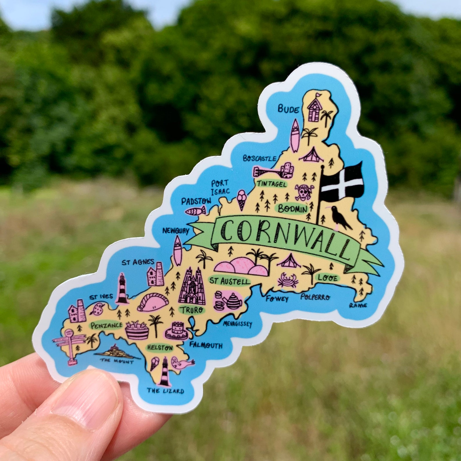Cornwall Map Sticker | Cornwall Map Vinyl Sticker | Cornwall Stickers ...