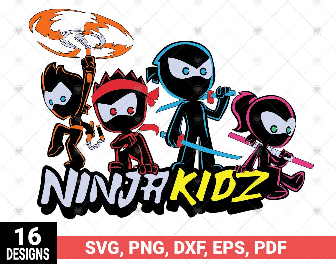 Ninja for Kidz Svg Bundle, Bundle Layered Svg, Png, Pdf, Dxf, Eps ...