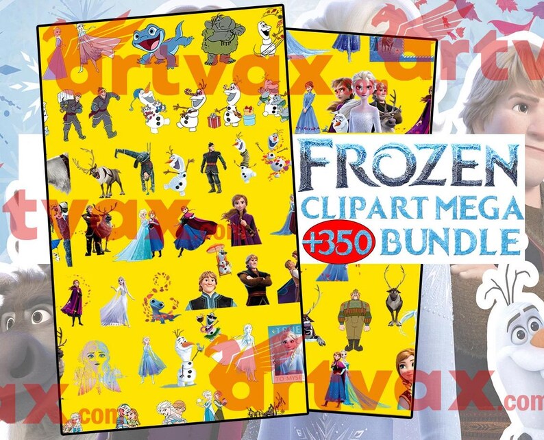 Frozen Clipart Bundle | 350+ Disney Frozen Characters, Elsa Anna Olaf ...