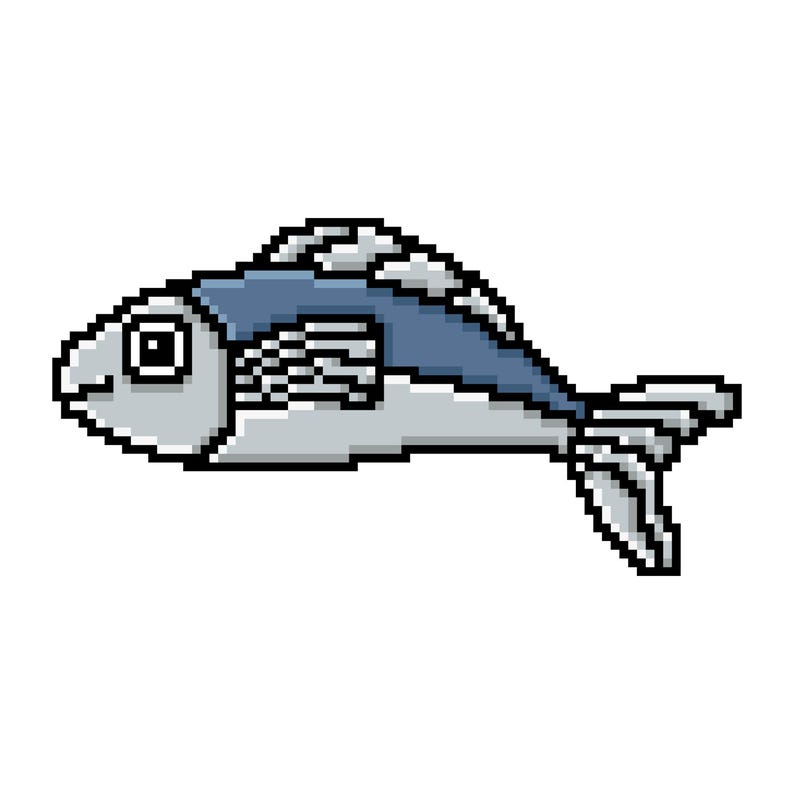 Pixel Art Fish Illustration Design - Etsy