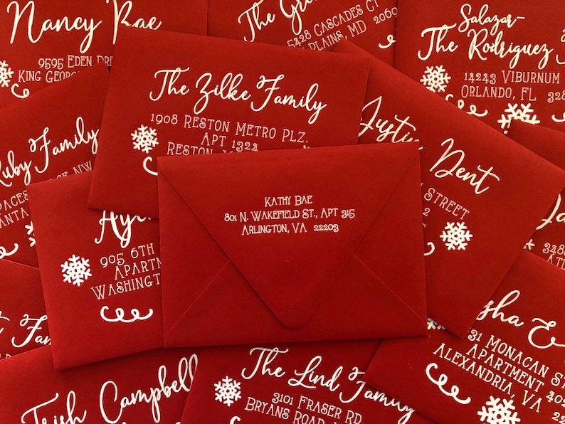 Winter/christmas Custom Calligraphy & Hand Lettered Envelopes Perfect ...