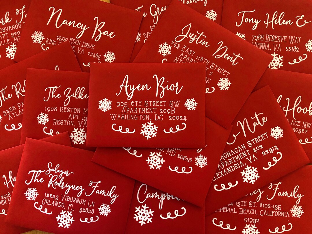 Winter/christmas Custom Calligraphy & Hand Lettered Envelopes Perfect ...