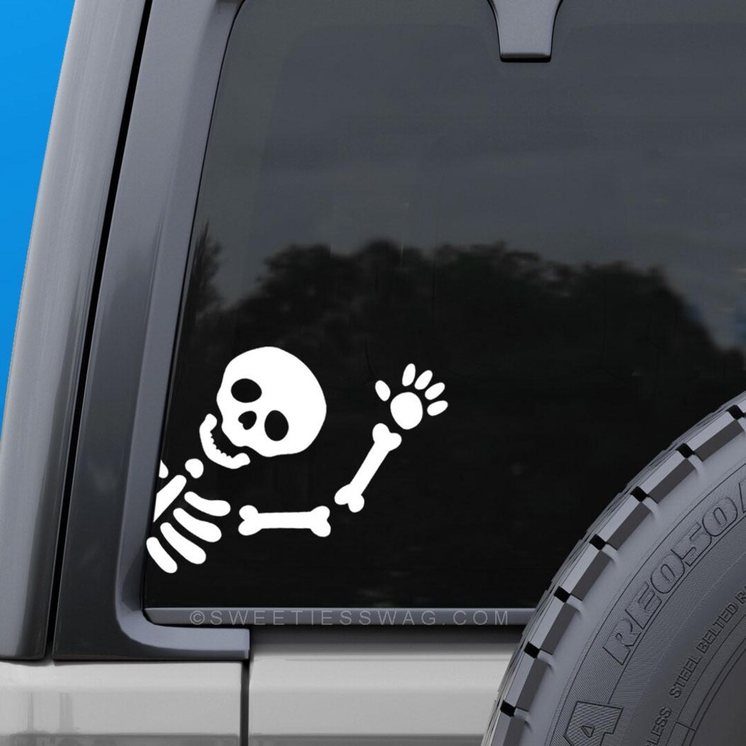 2-pack Halloween Skeleton Waving Car Window Sticker Decal, Packaged ...