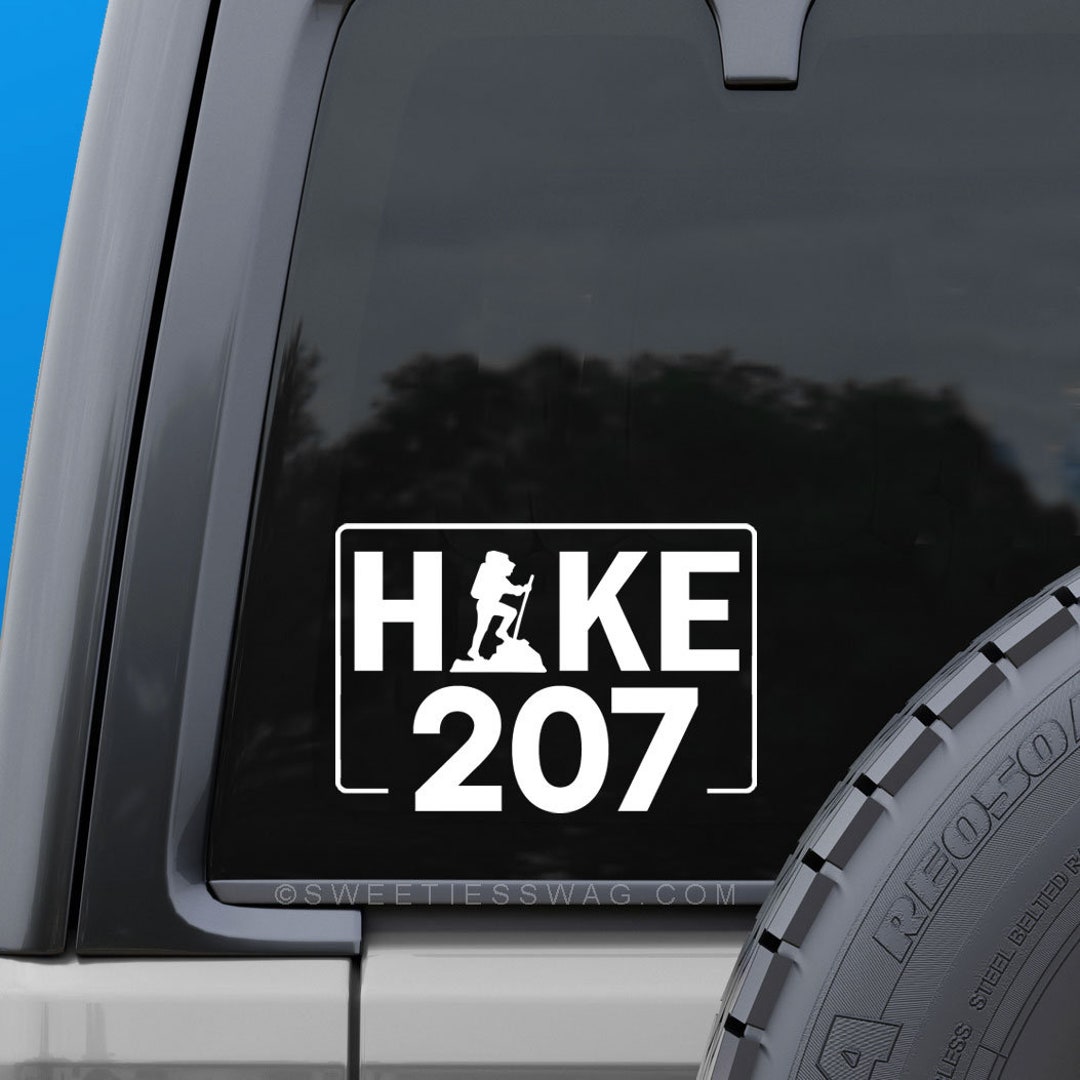 Hike 207 Maine White Vinyl Car Window Decal, Waterproof, Outdoor Ready ...