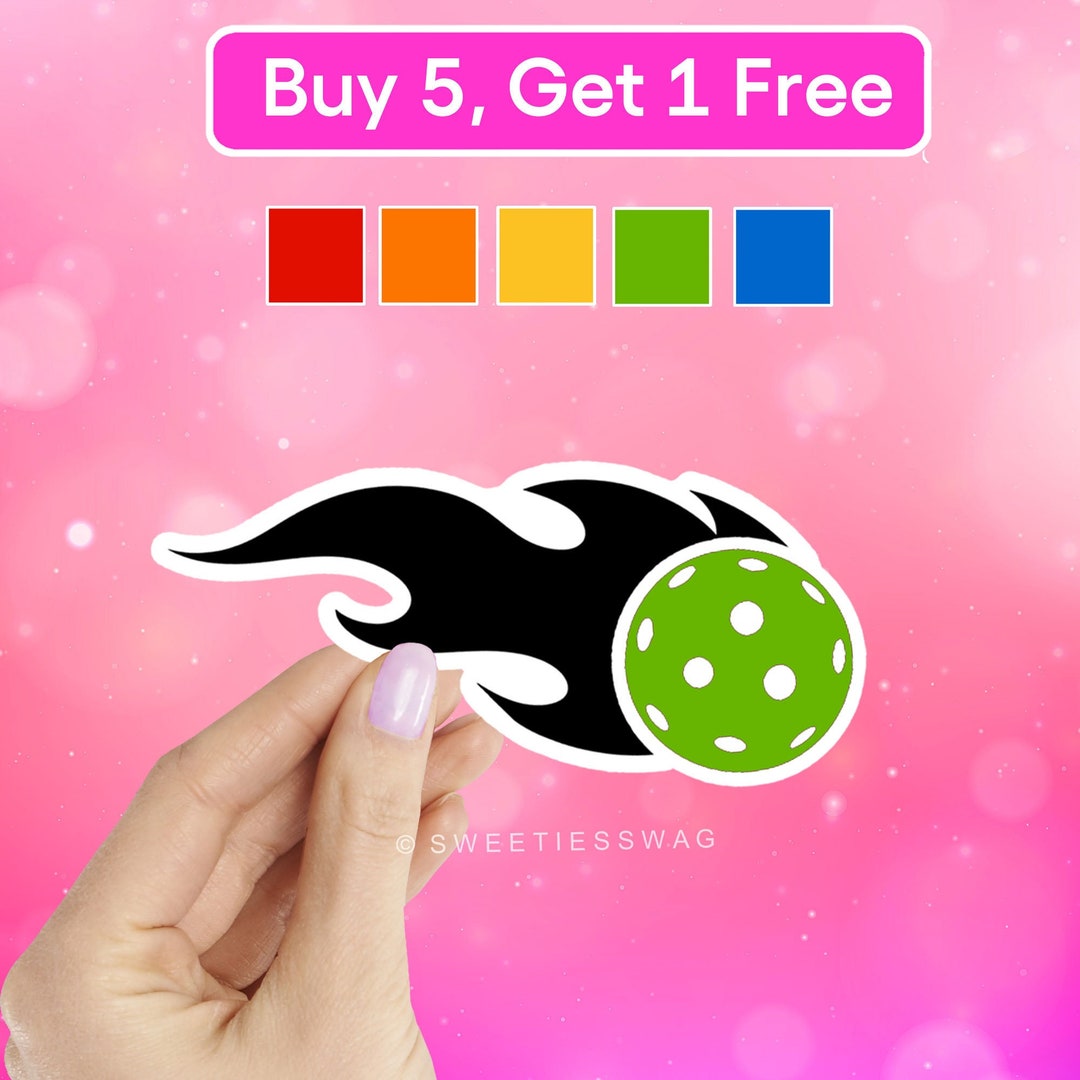 Pickleball Flame Waterproof Laptop Water Bottle Sticker 5 Colors to ...