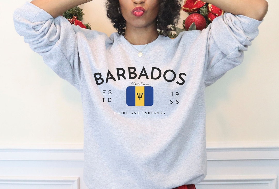 Barbados Flag Sweatshirt, Barbadian Crewneck, West Indies Long Sleeve ...